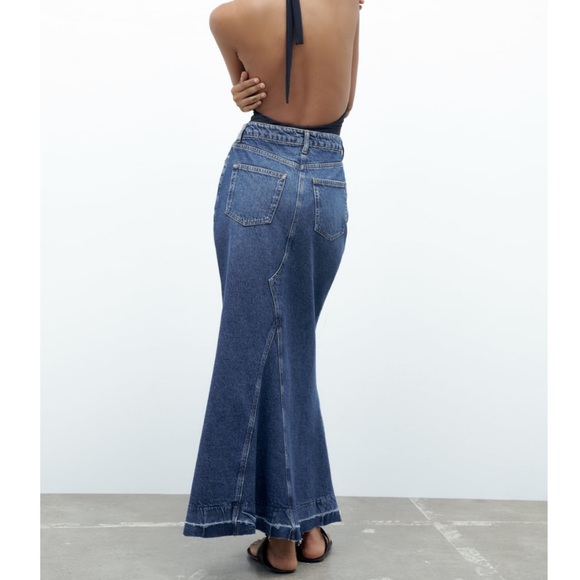 Zara | Skirts | Nwt Zara Zw Long Denim Skirt Blue | Poshmark